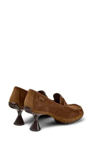 Camper Leather Moccasin Pump - Medium Brown