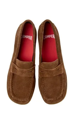 Camper Leather Moccasin Pump - Medium Brown