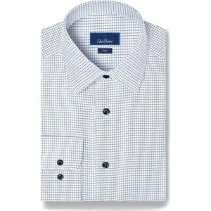 David Donahue Trim Fit Check Dress Shirt - Blue/green