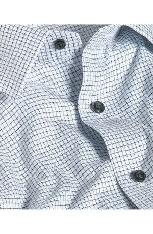David Donahue Trim Fit Check Dress Shirt - Blue/green