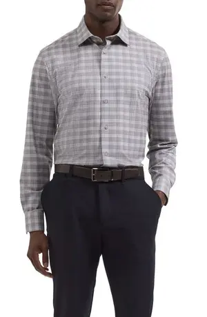 Bugatchi James Ooohcotton® Plaid Print Button-up Shirt - Platinum