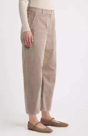 Eileen Fisher Arch Stretch Cotton Corduroy Ankle Pants - Twine