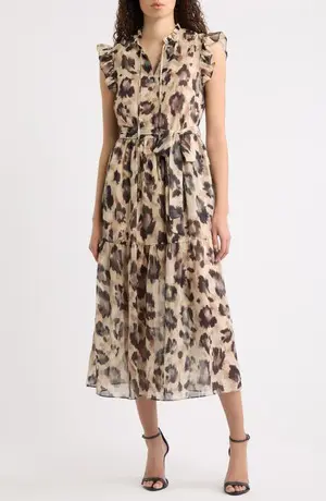 Julia Jordan Abstract Animal Print Midi Dress