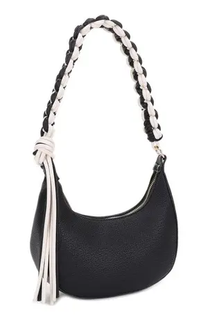 MALI + LILI Leilani Braided Faux Leather Baguette Black