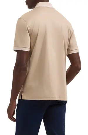 Bugatchi Pima Cotton Johnny Collar Polo - Sand
