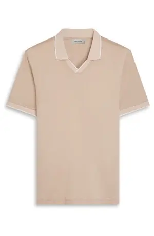 Bugatchi Pima Cotton Johnny Collar Polo - Sand