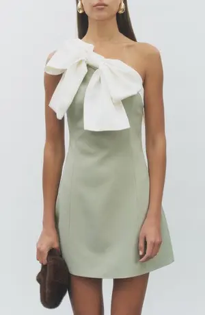 MAUDE CLUB Lima One-shoulder Minidress With Bow