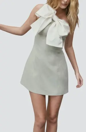 MAUDE CLUB Lima One-shoulder Minidress With Bow