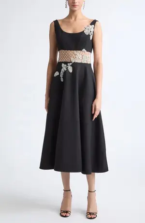 Oscar De La Renta Crystal Embellished Cocktail Dress