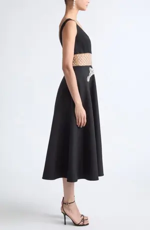 Oscar De La Renta Crystal Embellished Cocktail Dress
