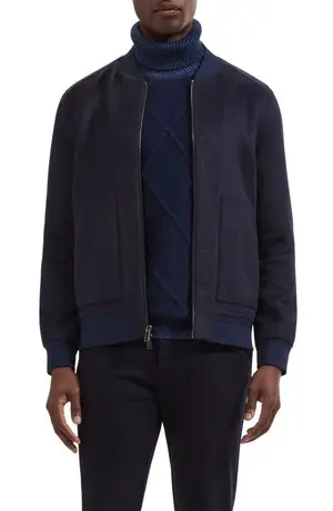 Bugatchi Wool Blend Bomber Jacket - Navy