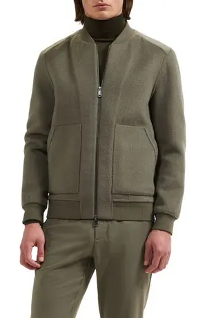 Bugatchi Wool Blend Bomber Jacket - Olive