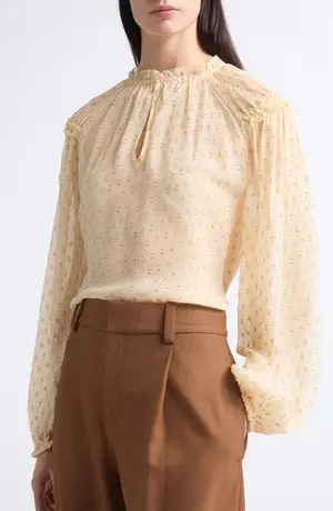 Ulla Johnson Elspen Silk Blouse With Metallic Dots