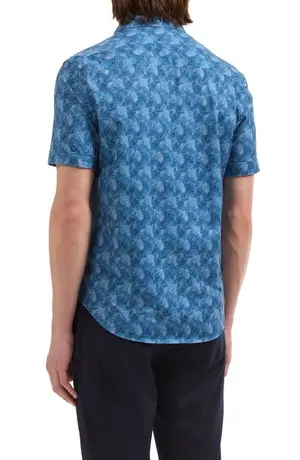 Bugatchi Miles Ooohcotton® Print Short Sleeve Button-up Shirt