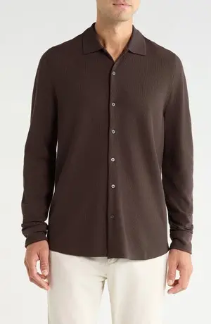 Robert Barakett Sorrell Long Sleeve Knit Shirt - Espresso