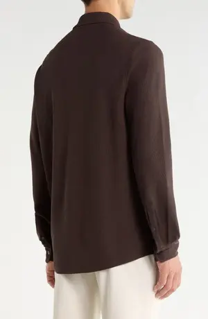 Robert Barakett Sorrell Long Sleeve Knit Shirt - Espresso