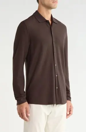 Robert Barakett Sorrell Long Sleeve Knit Shirt - Espresso