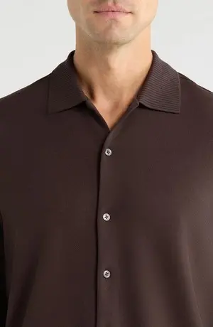 Robert Barakett Sorrell Long Sleeve Knit Shirt - Espresso