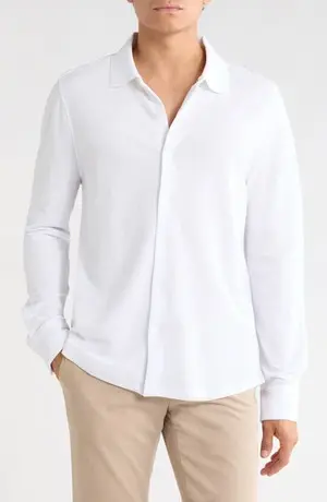 Robert Barakett Sorrell Long Sleeve Knit Shirt - White