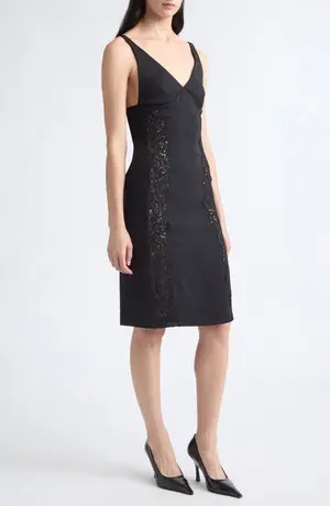 Stella McCartney Lace Trim Stretch Cady Cocktail Dress