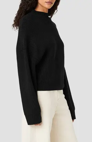 French Connection Babysoft Mock Neck Ribbed Sweater - Black