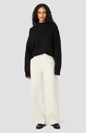 French Connection Babysoft Mock Neck Ribbed Sweater - Black