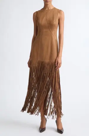 TOCCIN Esther Faux Suede Fringe Minidress