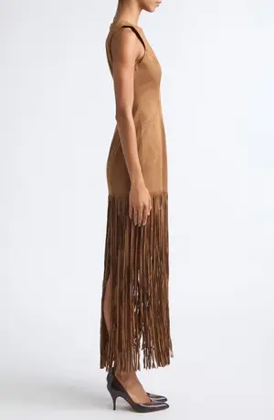 TOCCIN Esther Faux Suede Fringe Minidress