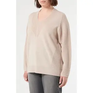 Marina Rinaldi Virgin Wool V-neck Sweater - Turtledove