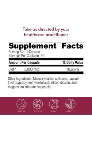 BARIATRIC ADVANTAGE Biotin 5000 Mcg High Potency Hair Skin Nails Supplement 90 Count