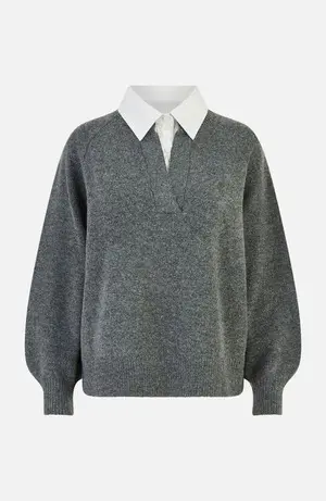 YUMI Collar Detail Knitted Jumper