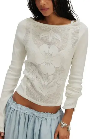 Free People Delilah Long Sleeve T-shirt - Clean Ivory
