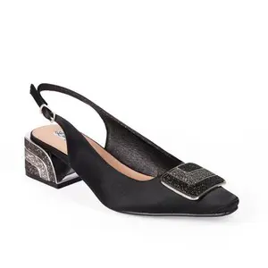 LADY COUTURE Flora Slingback Block Heel - Black