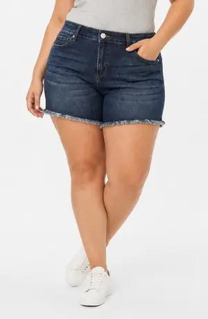 SLINK JEANS Frayed Hem Denim Shorts - Luminara