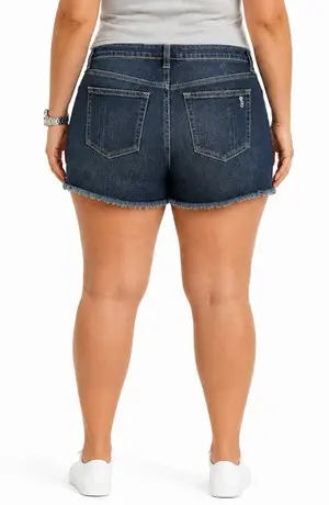 SLINK JEANS Frayed Hem Denim Shorts