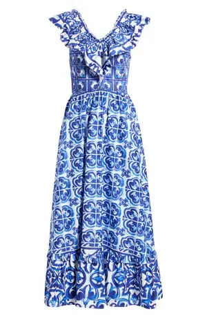 LAYERED WITH LOVE Alessandra Tile Print Maxi Dress