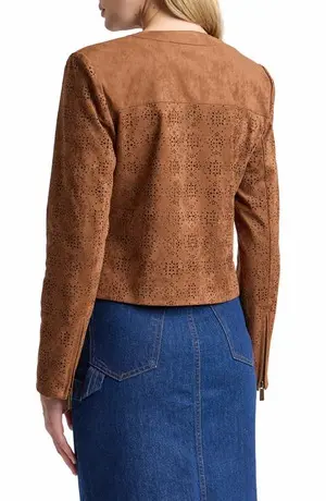 Bagatelle Eyelet Faux Suede Jacket