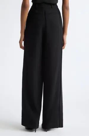 Cinq À Sept Marne Pleated Wide Leg Crepe Pants