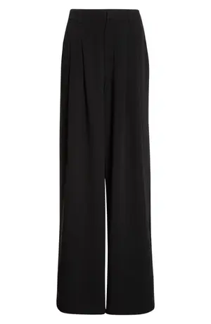 Cinq À Sept Marne Pleated Wide Leg Crepe Pants