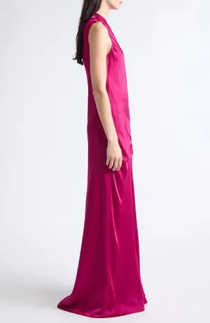 Stella McCartney Draped Satin Gown - Dark Raspberry