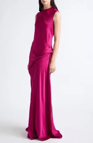 Stella McCartney Draped Satin Gown - Dark Raspberry