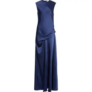 Stella McCartney Draped Satin Gown Navy