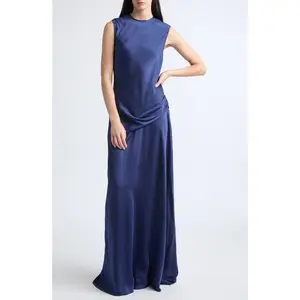 Stella McCartney Draped Satin Gown - Navy