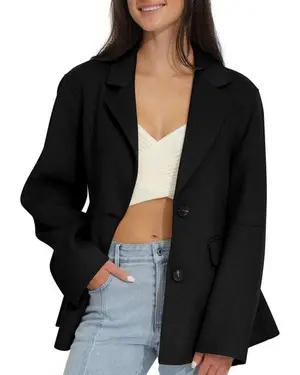 BELLE & BLOOM Stuck On You Oversize Cinch Waistcoat - Black