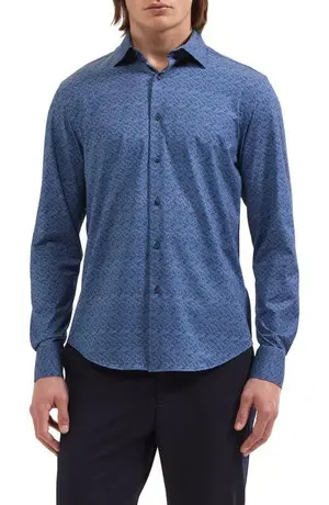Bugatchi James Ooohcotton Long Sleeve Button Up Shirt - Navy