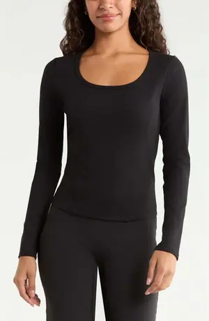 Zella Long Sleeve Rib T-shirt - Black