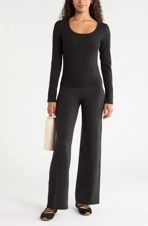 Zella Long Sleeve Rib T-shirt - Black