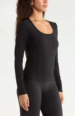 Zella Long Sleeve Rib T-shirt - Black