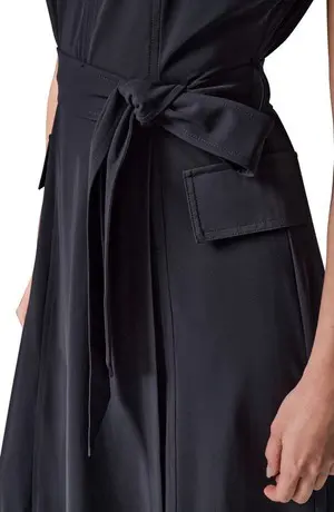 DONNA KARAN WEEKEND Belted Twill Midi Dress