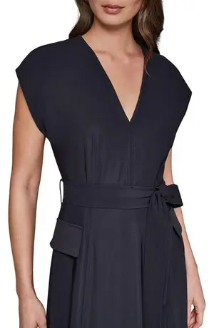 DONNA KARAN WEEKEND Belted Twill Midi Dress